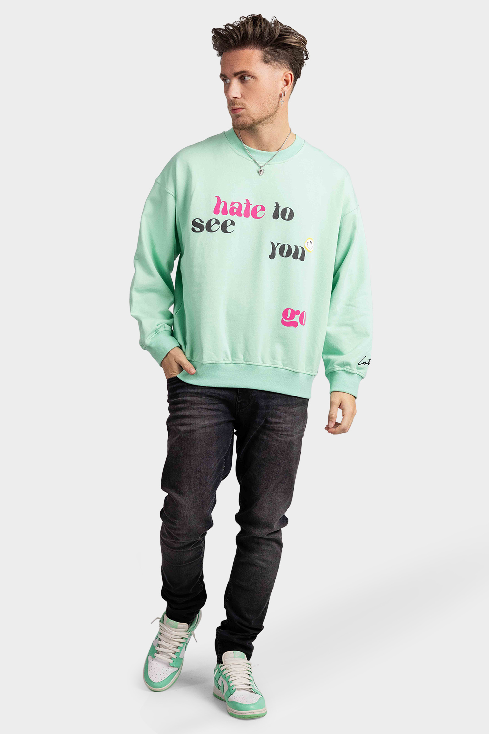Couture Club Essentials Slogan Puff Print Crewneck Senior Green Heren ...