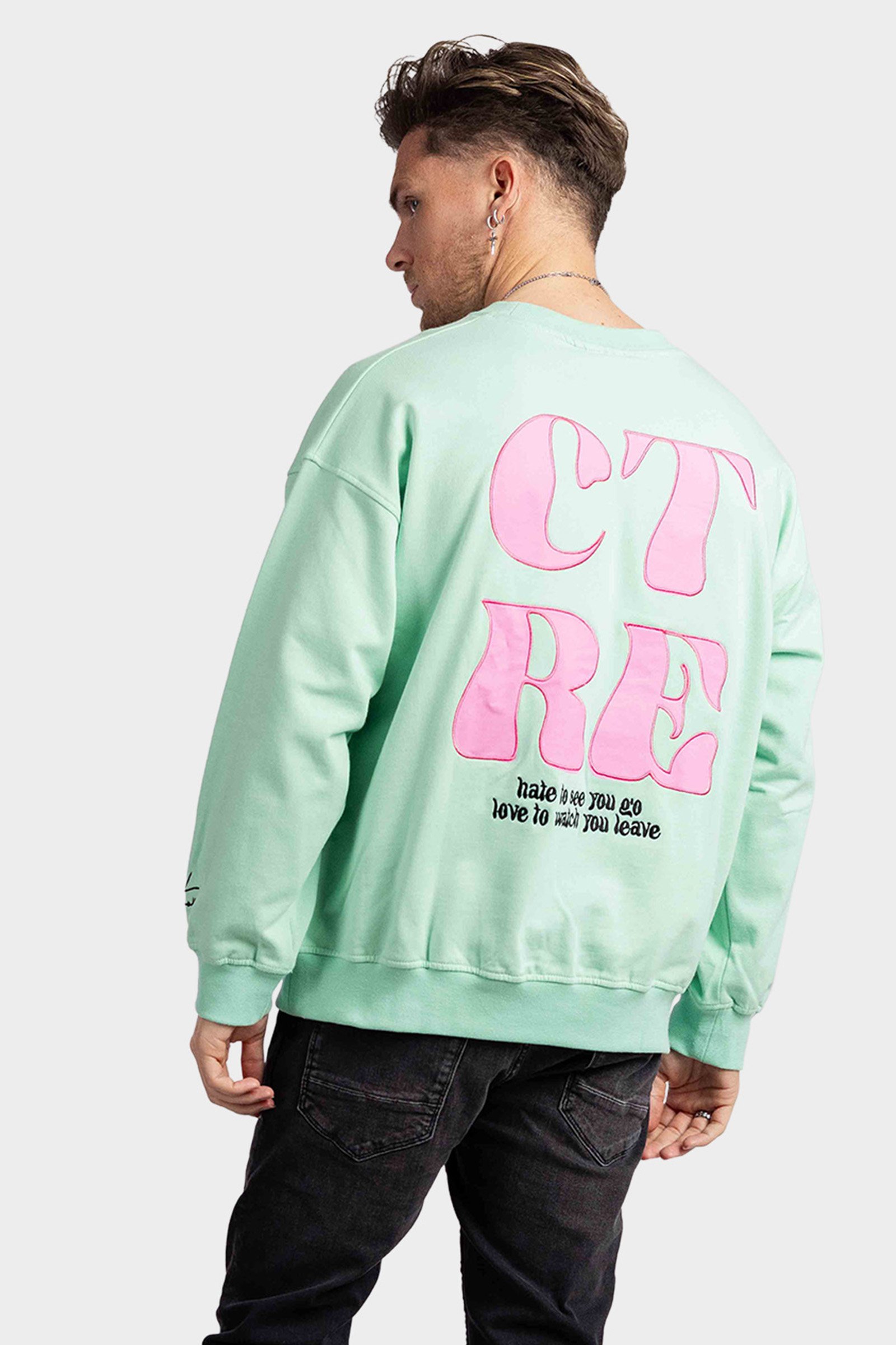 Couture Club Essentials Slogan Puff Print Crewneck Senior Green Heren ...
